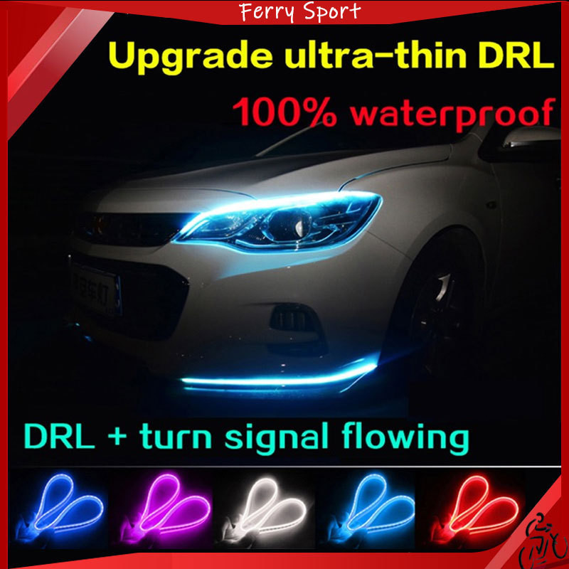 Jual Newest DRL Turn Signal Flowing Light Guide Strip CAR LED Headlight ...