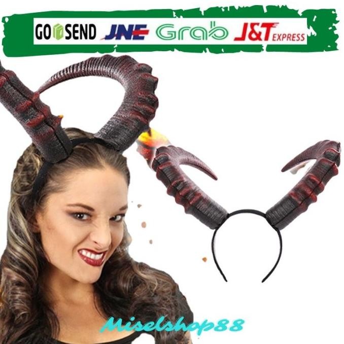 Jual Tanduk Merah Hitam Devil Kambing Goat Horn Properti Halloween ...