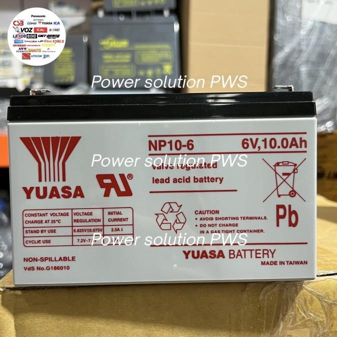 Jual Battery Yuasa Np10-6 6V 10Ah Aki Baterai Kering Yuasa 6V 10Ah Np10 ...