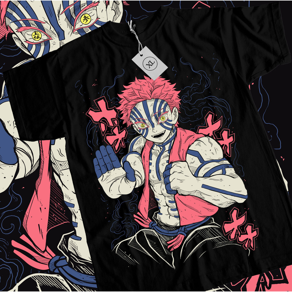 Jual Akaza Kimetsu No Yaiba Kaos Demon Slayer Tanjiro Kaos Hitam Semua ...