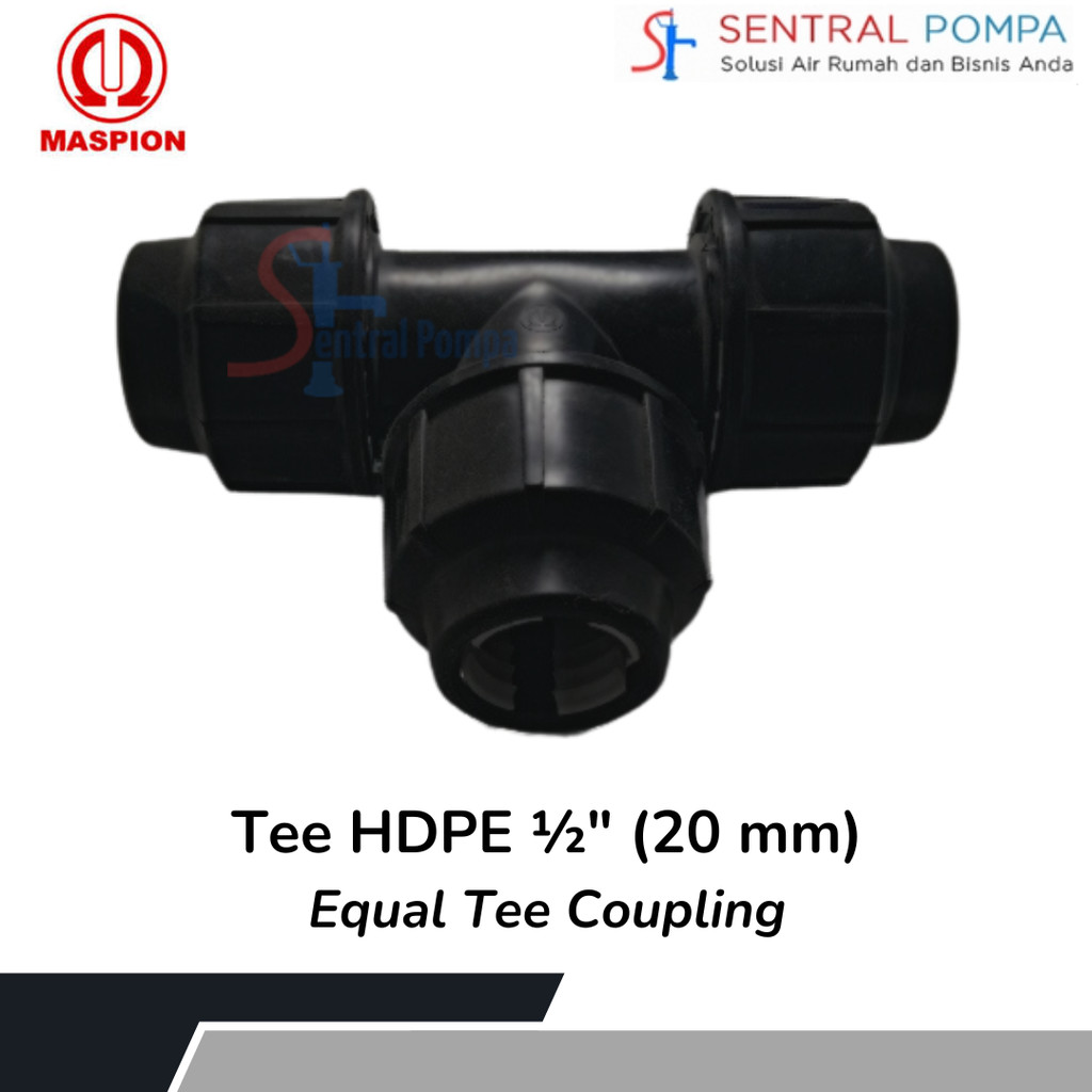 Jual Tee HDPE 1/2" T Polos Selang PE Hitam / Pipa PDAM 1/2 inch 20mm ...