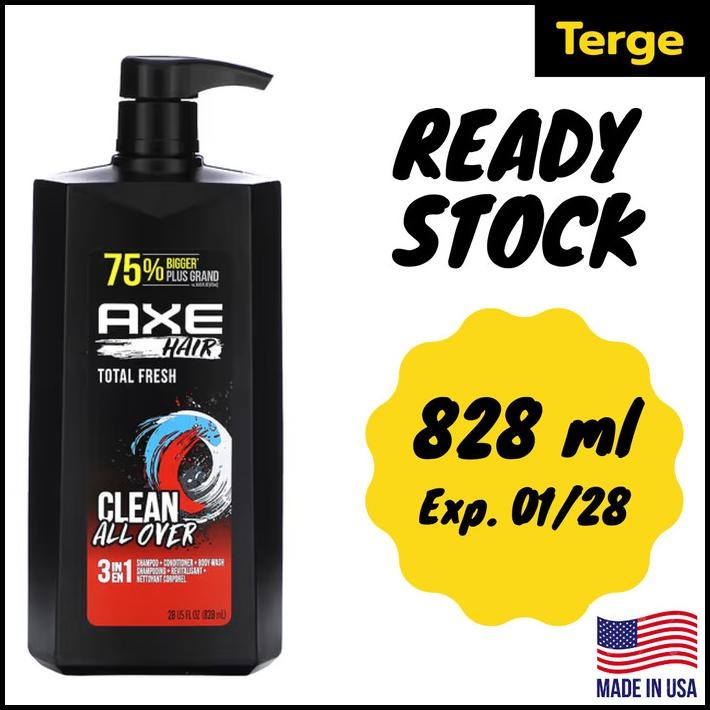 Jual Ori Usa Axe Clean All Over 3In1 Shampoo Conditioner Body Wash ...