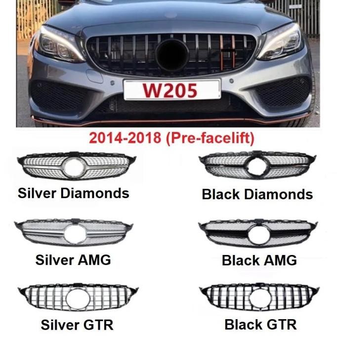 Jual Mercedes W205 Mercy C Class Grill Hidung Chrome Grille Diamond Gtr ...