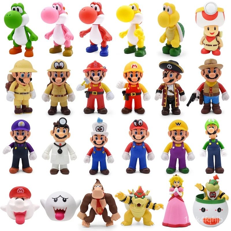 Jual Super Mario Bros Luigi Figure Model Toy Bowser Green Yoshi Cappy ...