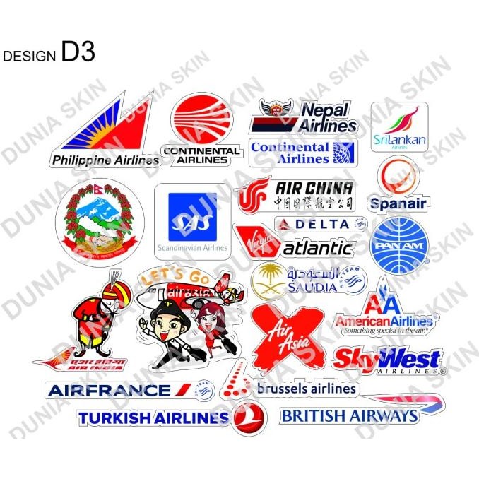 Jual Travel Label / Sticker Koper Rimowa Design D3 Famous Airlines Logo ...