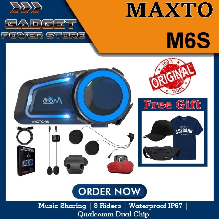 Jual Maxto M6S Bluetooth Intercom 8 Riders Music Sharing Waterproof Ip67 | Shopee Indonesia