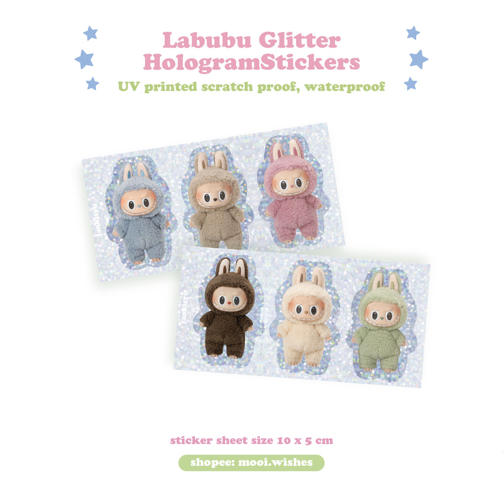 Jual Labubu Sticker Glitter Hologram Waterproof Deco Handphone Laptop ...