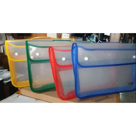 Jual Map Plastik Kancing 2 Jaring Folio / Zipper School Bag / Map ...