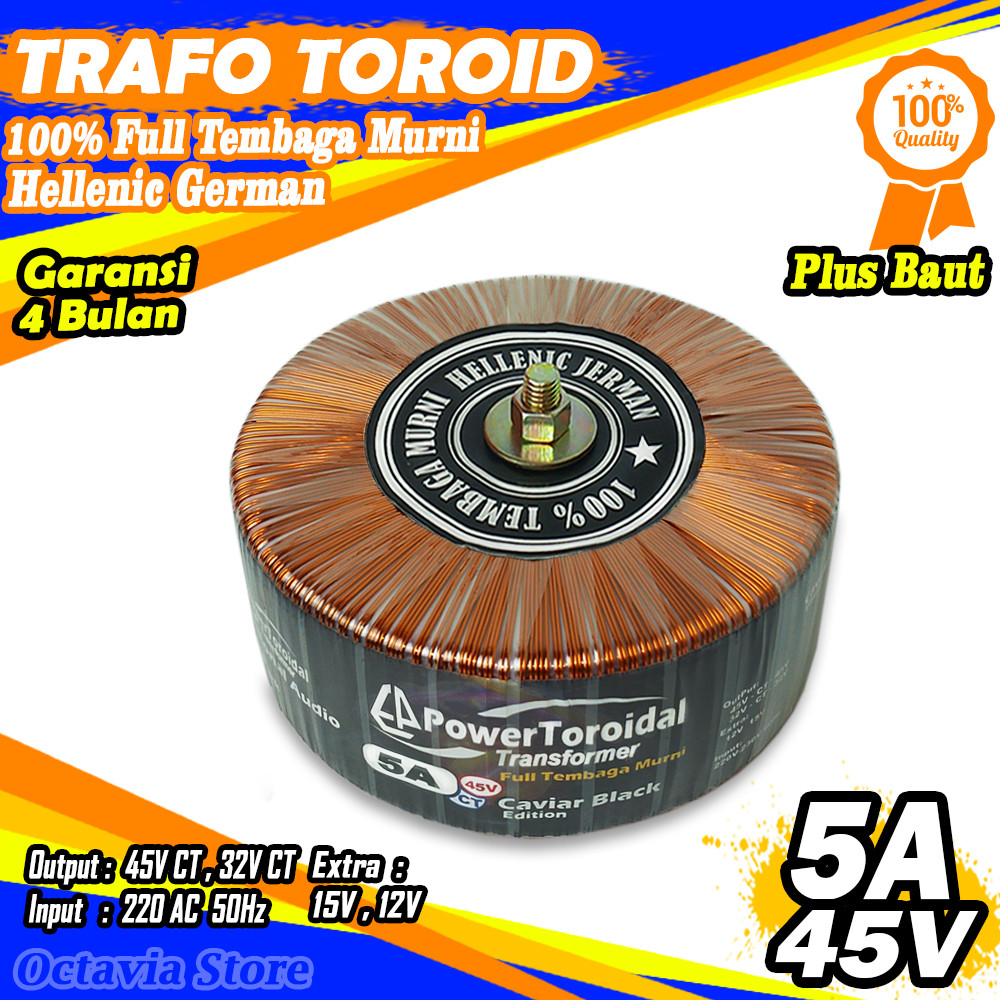 Jual Trafo Toroid 5A 45V CT 32V CT MURNI (Trafo BESAR) Full Tembaga Murni Hellenic German ...