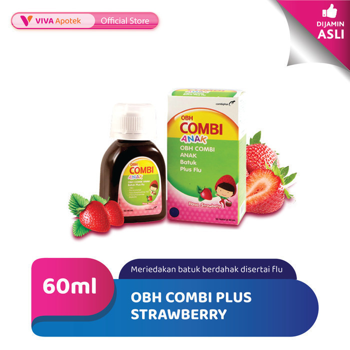 Jual OBH Combi Plus Strawberry Sirup untuk Mengatasi Gejala Flu (60 ml ...