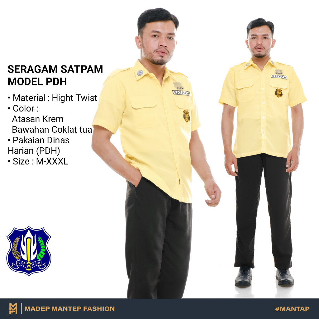 Jual Seragam Kerja Baju Seragam Security Satpam PDH Lengan Pendek Krem Terbaru Seragam Security ...