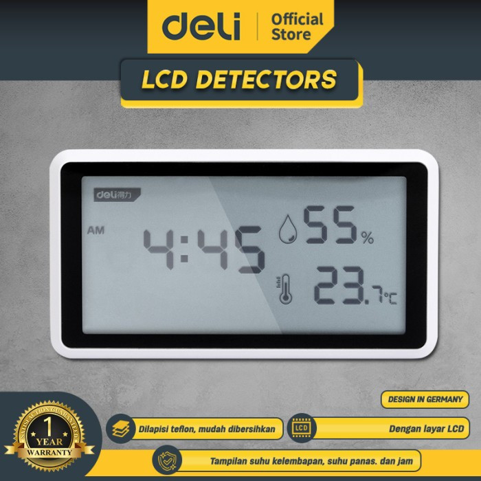 Jual Deli LCD Detectors / Jam Meja LCD Digital Tampilan Suhu DL336001 ...