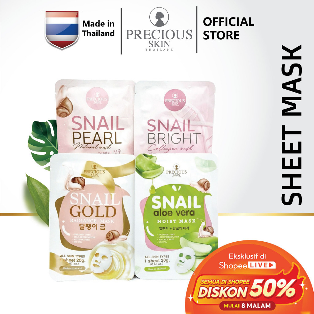 Jual Precious Skin Thailand Snail Series Brightening Whitening Sheet ...