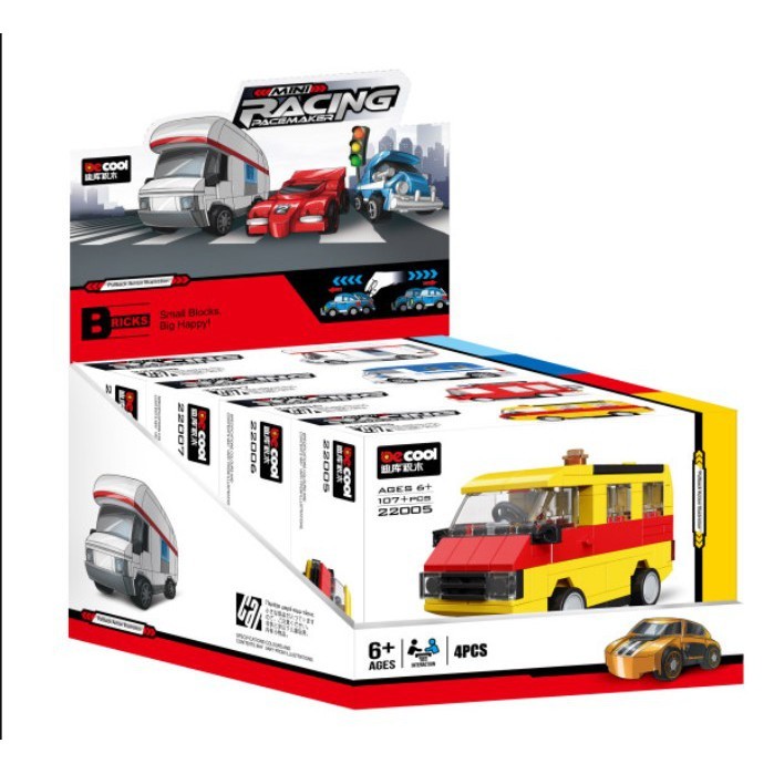 Jual OHSOME - DECOOL Mini Pull Back Car 22005-22008 / Building Blocks ...
