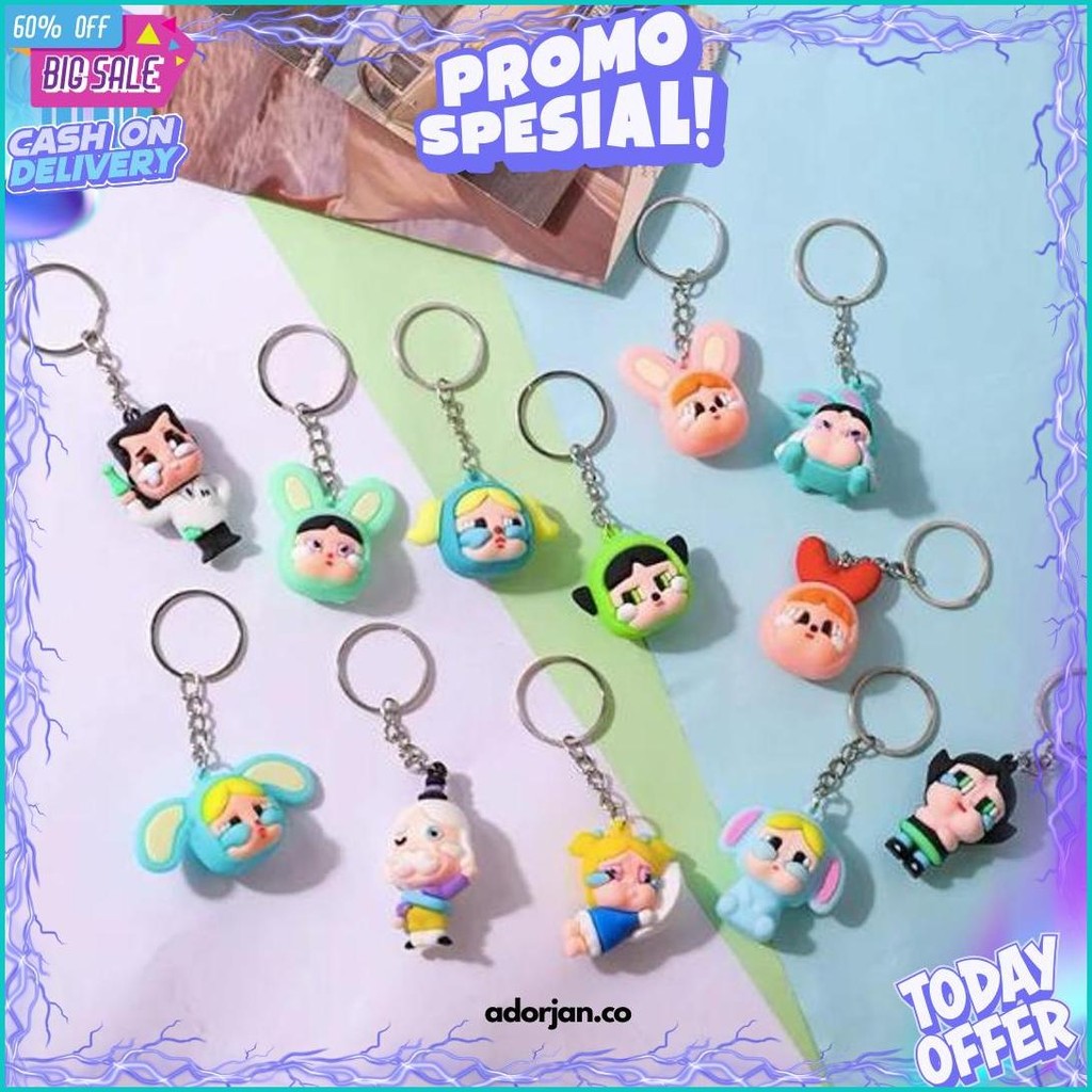 Jual Gantungan Keychain Kunci Cry Baby Dengan Kaca Dan Tali / Gantungan ...