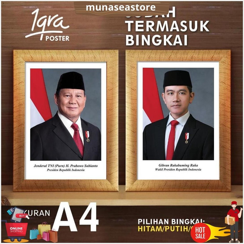 Jual Foto Presiden Dan Wakil Presiden Republik Indonesia Resmi Terbaru Bingkai A4 Siap Kirim ...