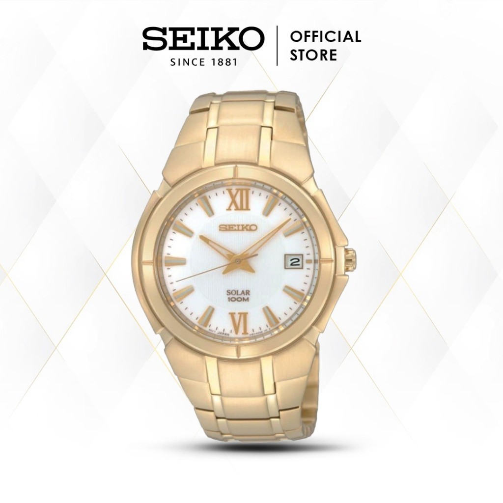 Jual Jam Tangan Pria Seiko Solar Classic SNE090 SNE090P1 Gold Stainless ...