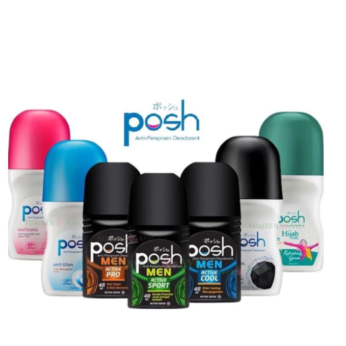 Jual Posh Deodorant Roll On Anti Stain Girl Man All Varian 50ml ...