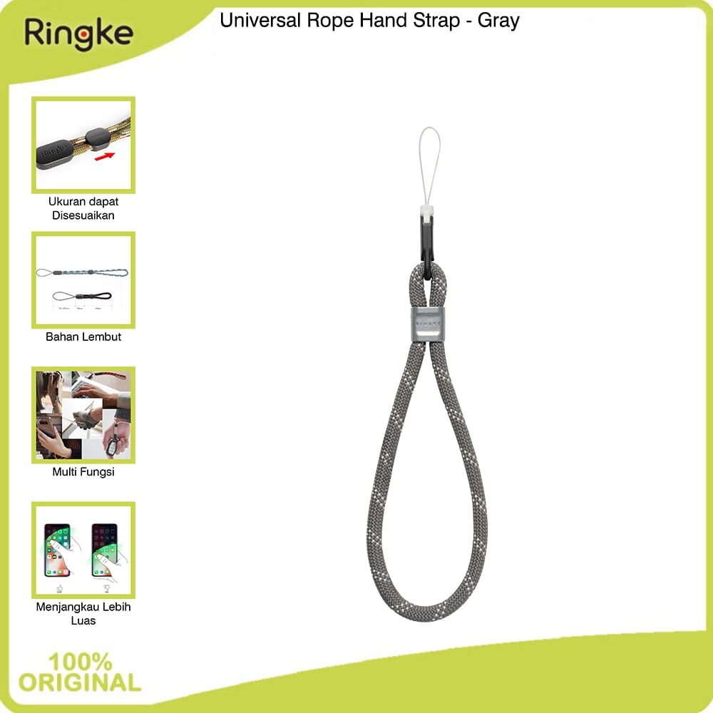 Jual Ringke Rope Hand Strap Gray Tali Gantungan HP Paracord Wrist Strap ...