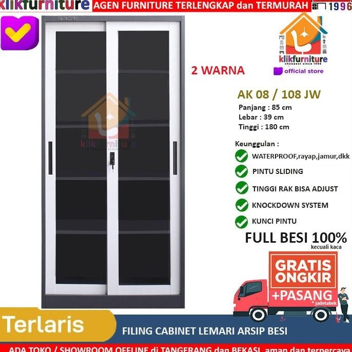 Jual LEMARI ARSIP FILING CABINET BESI 2 PINTU SLIDING KACA AK 08 ...