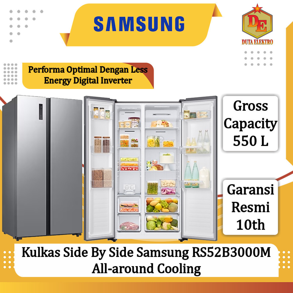 Jual Kulkas Side By Side Samsung RS 52 B3000M All around Cooling ...