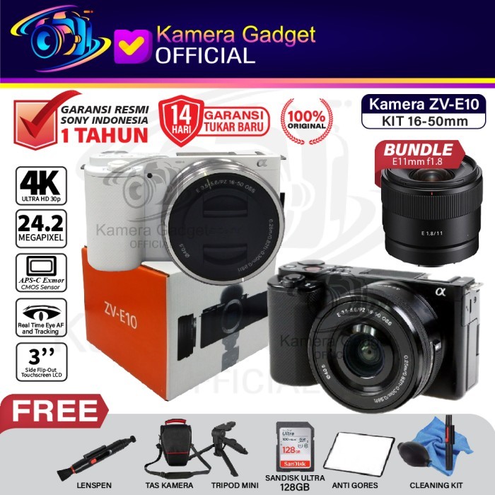 Jual Sony Alpha ZV-E10 Kit 16-50mm + E 11MM f1.8 Mirrorless Original ZVE10 | Shopee Indonesia