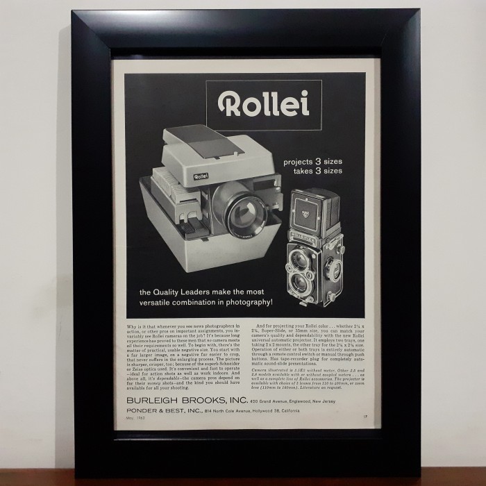 Jual Frame Iklan Jadul Asli ROLLEIFLEX 1950. Poster Iklan Kamera Antik ...