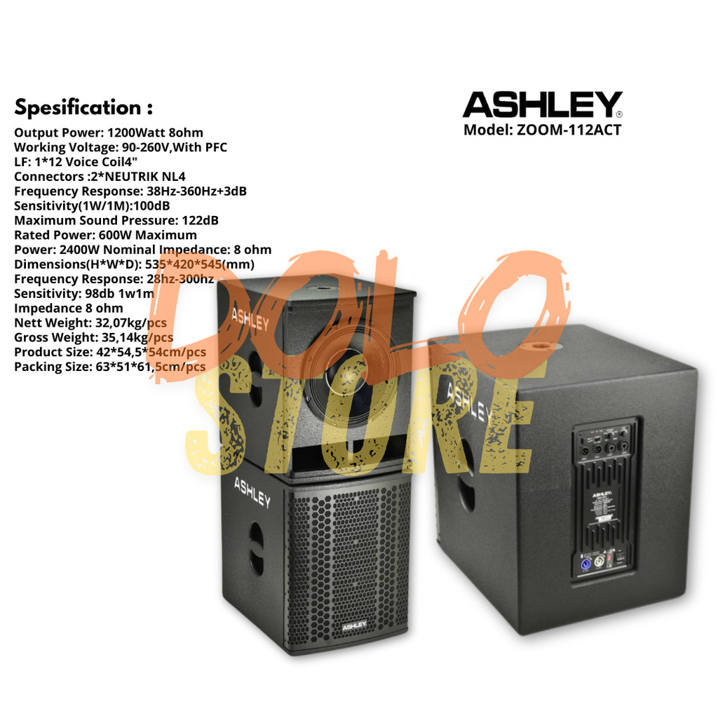 Jual ORIGINAL SUBWOOFER ACTIVE SYSTEM ASHLEY ZOOM 112ACT | Shopee Indonesia