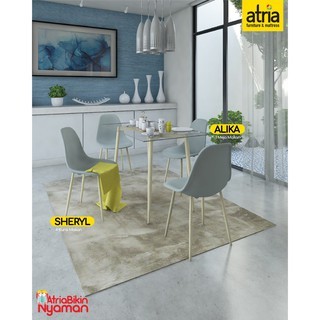 Jual Atria Meja Makan Rectangular Set Alika + Sheryl Chair Fabric ...