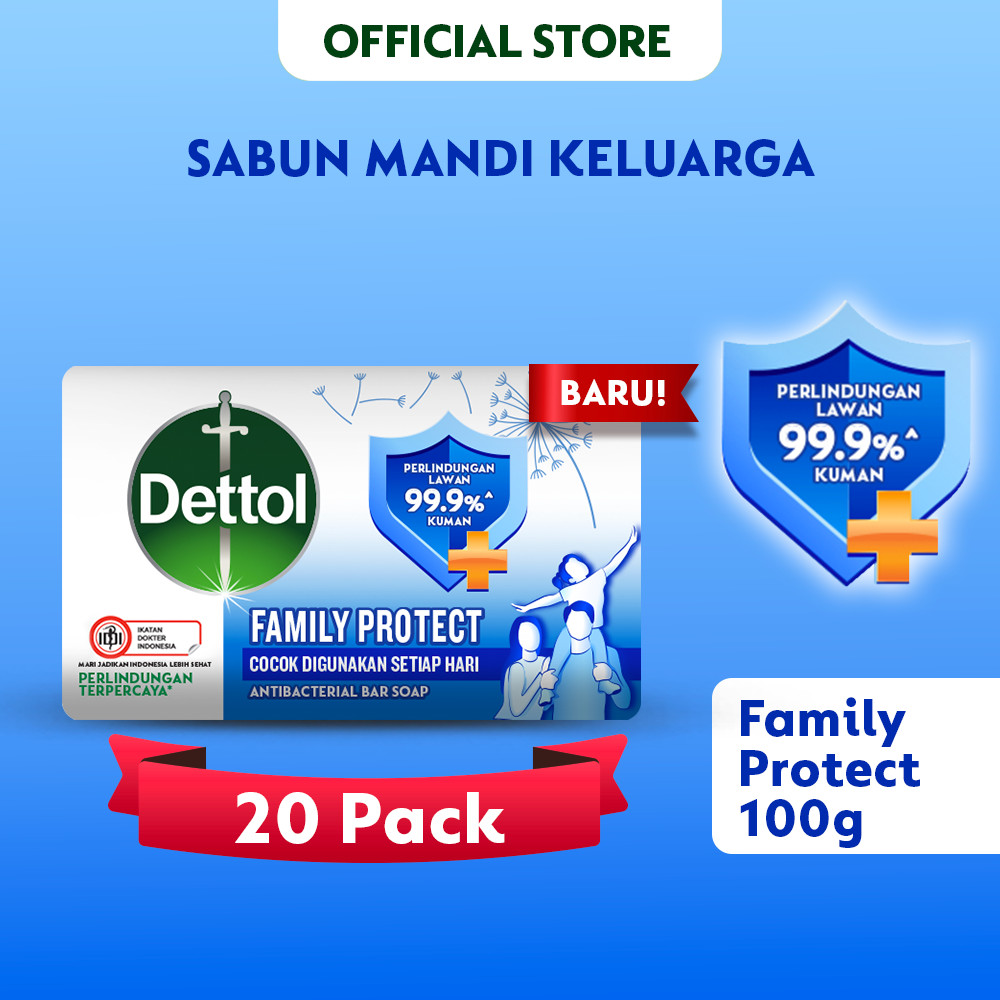 Jual Dettol Sabun Batang Family Protect Anti Bakteri 100gr (5pcs x 4 ...