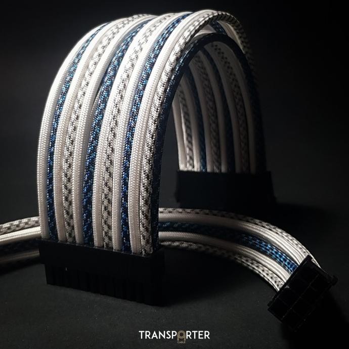 Jual NEW Arctic White - Handmade custom cable sleeve extension PSU kit ...