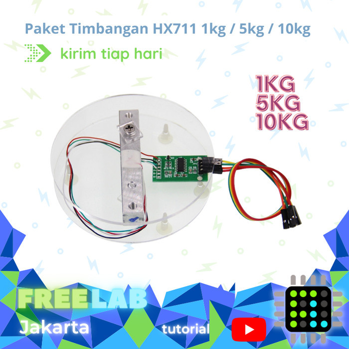 Jual Kit Sensor Timbangan Weight Scale + HX711 Load Cell 1kg 5kg 10kg ...