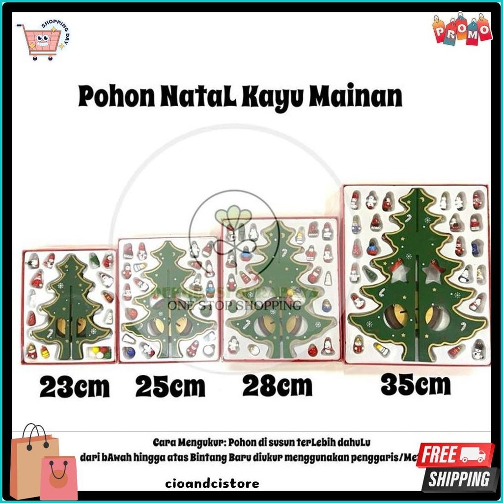 Jual Dekorasi Natal Pohon Natal Kayu 3D Tg Gantung Variasi 25Cm (Cod ...