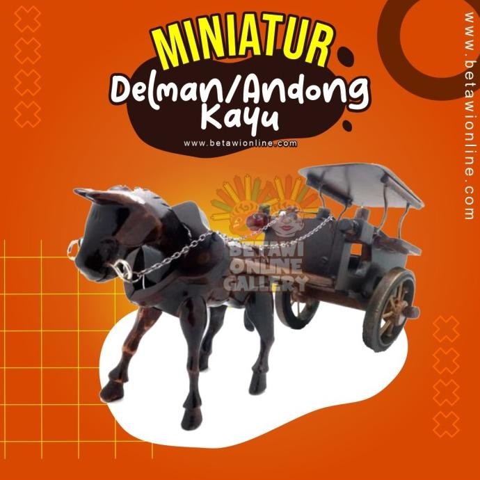 Jual Produk Baru!! Miniatur Delman / Andong / Pedati Kayu 37 x 23 x 15 ...