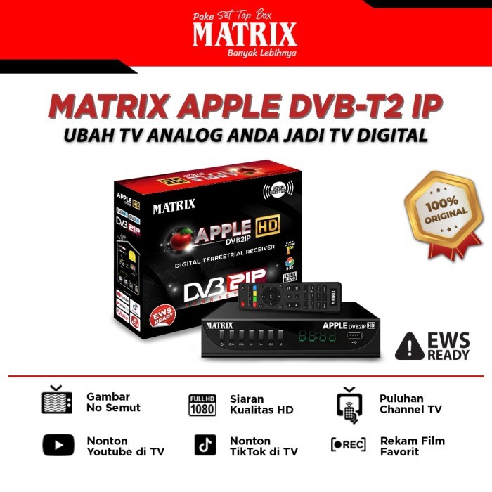 Jual STB DVB2IP MATRIX APPLE MERAH (NEW) | Shopee Indonesia