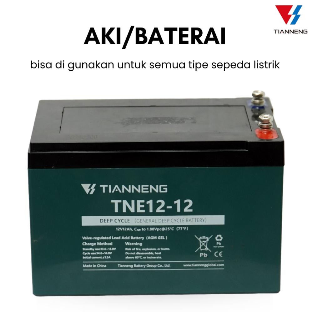 Jual Anton Baterai / Aki Sepeda Listrik 12V 12Ah Tianneng New | Shopee Indonesia