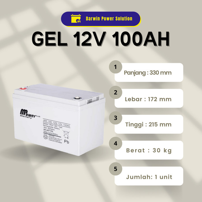 Jual AKI BATERAI VRLA GEL 12V 100AH MPOWER JXH100-12G | Shopee Indonesia