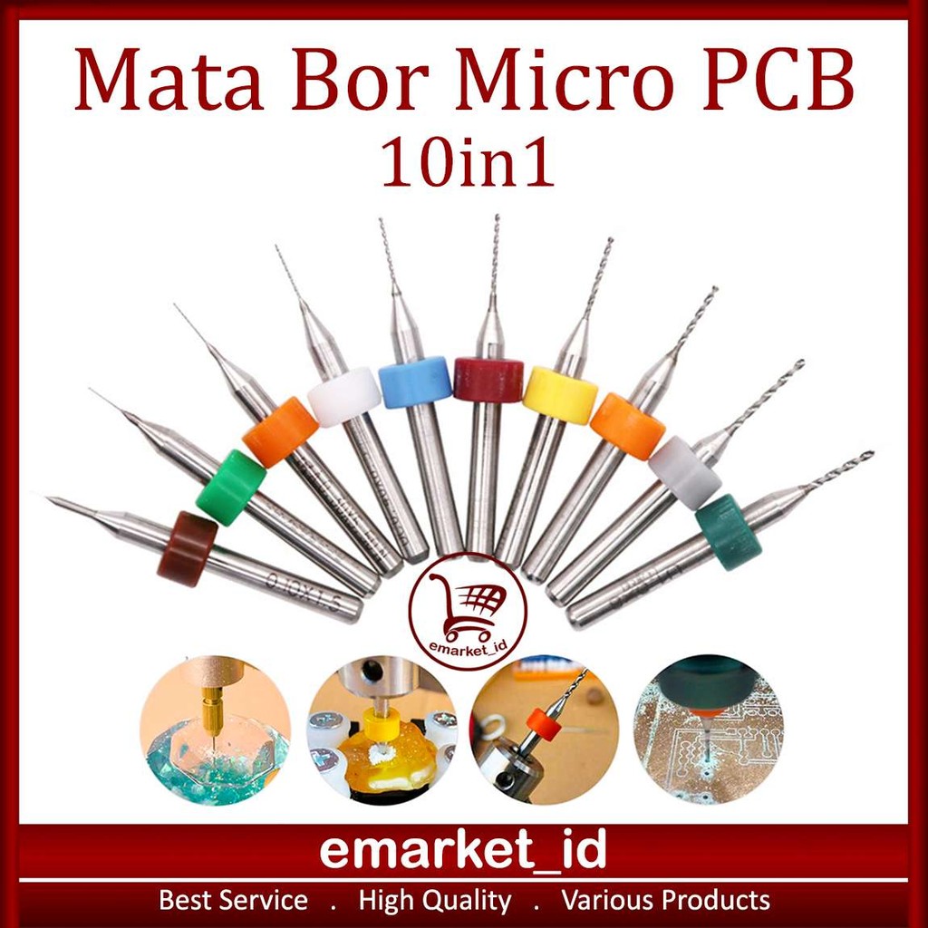 Jual EM Mata Bor Micro PCB 10in1 0.1-3.0mm AI25 / Drill Bit Mikro Mini ...