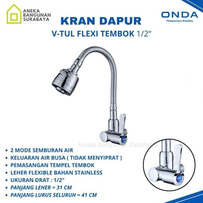 Jual Kran dapur flexible ONDA V TUL FLEXI TEMBOK keran sink cuci piring ...