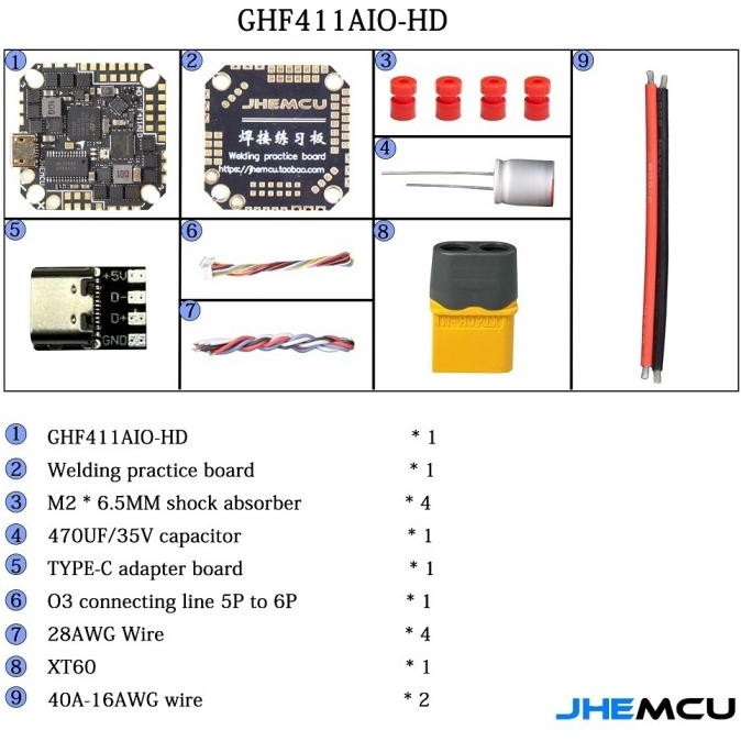 Jual Jhemcu Ghf411-Hd Aio F4 Flight Controller 40A Bluejay 3-6S 25.5X25 ...