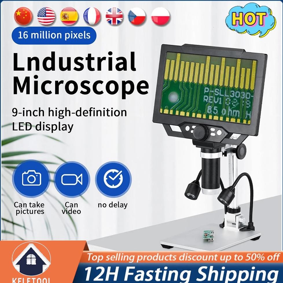 Jual G1200 microscope digital Mikroskop Digital Elektronik 12MP 7 Inch Layar LCD Besar Layar ...