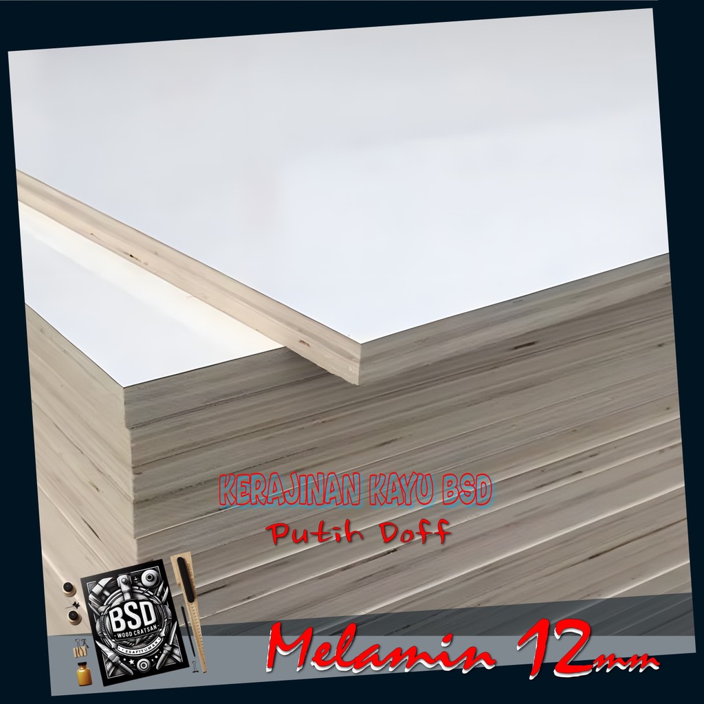 Jual Triplek Putih 12mm 10x40 cm ( 40x10 cm ) Melamin Putih Doff 1 Muka ...