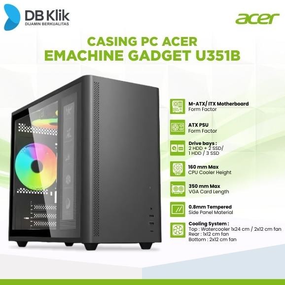 Jual Casing Pc Acer Emachine Gadget U351B M-Atx Black - U351 | Shopee ...