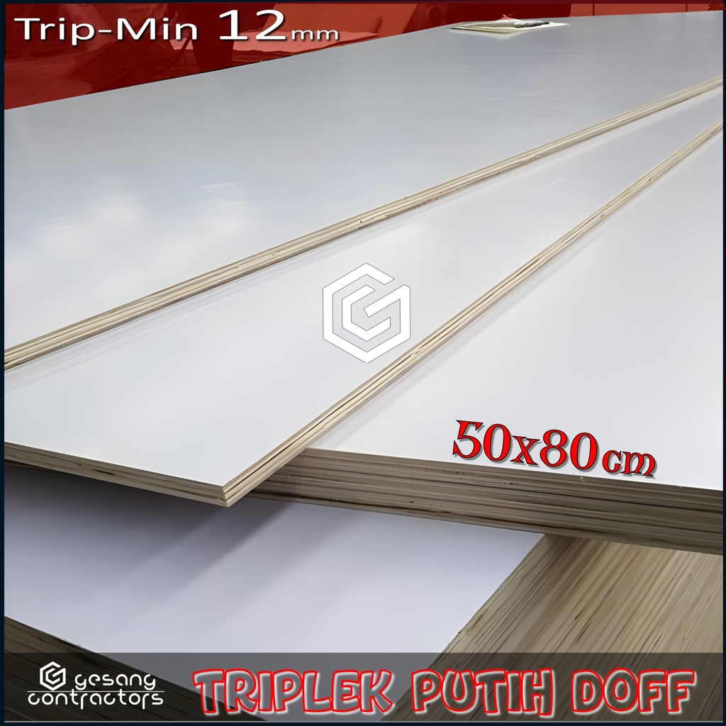 Jual Triplek Putih Melamin 12mm 50x80 cm ( 80x50 cm ) Putih Doff 1 Muka ...