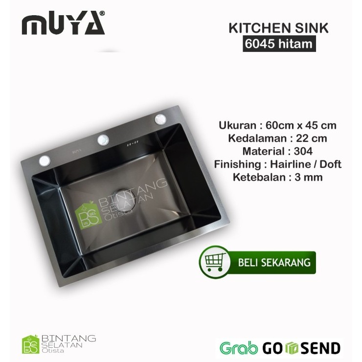 Jual KITCHEN SINK MUYA 6045 / KITCHEN SINK TYPE 6045 BLACK | Shopee ...