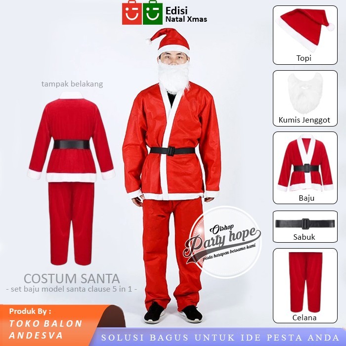 Jual BAJU NATAL SANTA / SET COSTUM SANTA CLAUS / COSTUM NATAL SANTA ...