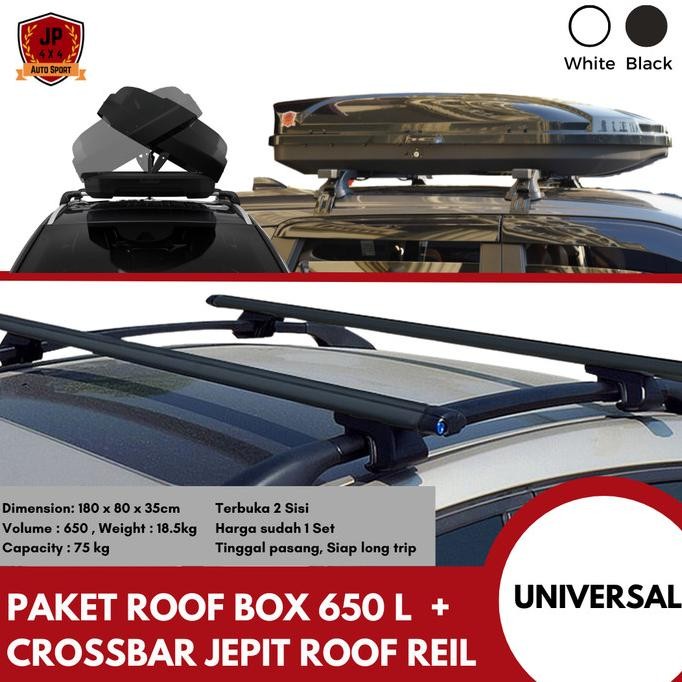 Jual PAKET ROOF BOX BAGASI ATAS MOBIL SLIM 650 LITER + CROSSBAR ROOF ...