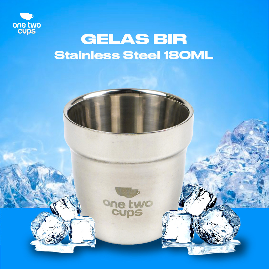 Jual One Two Cups Gelas Stainless Steel Korea Single Wall Glass 180ml - J070 | Shopee Indonesia