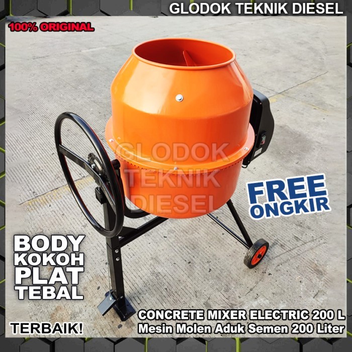 Jual MESIN PENGADUK SEMEN MOLEN LISTRIK 200L CONCRETE MIXER 200 LITER | Shopee Indonesia