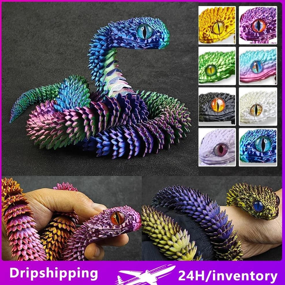 Jual action 3d printed figure snake articulated bush viper toy-dragon ...